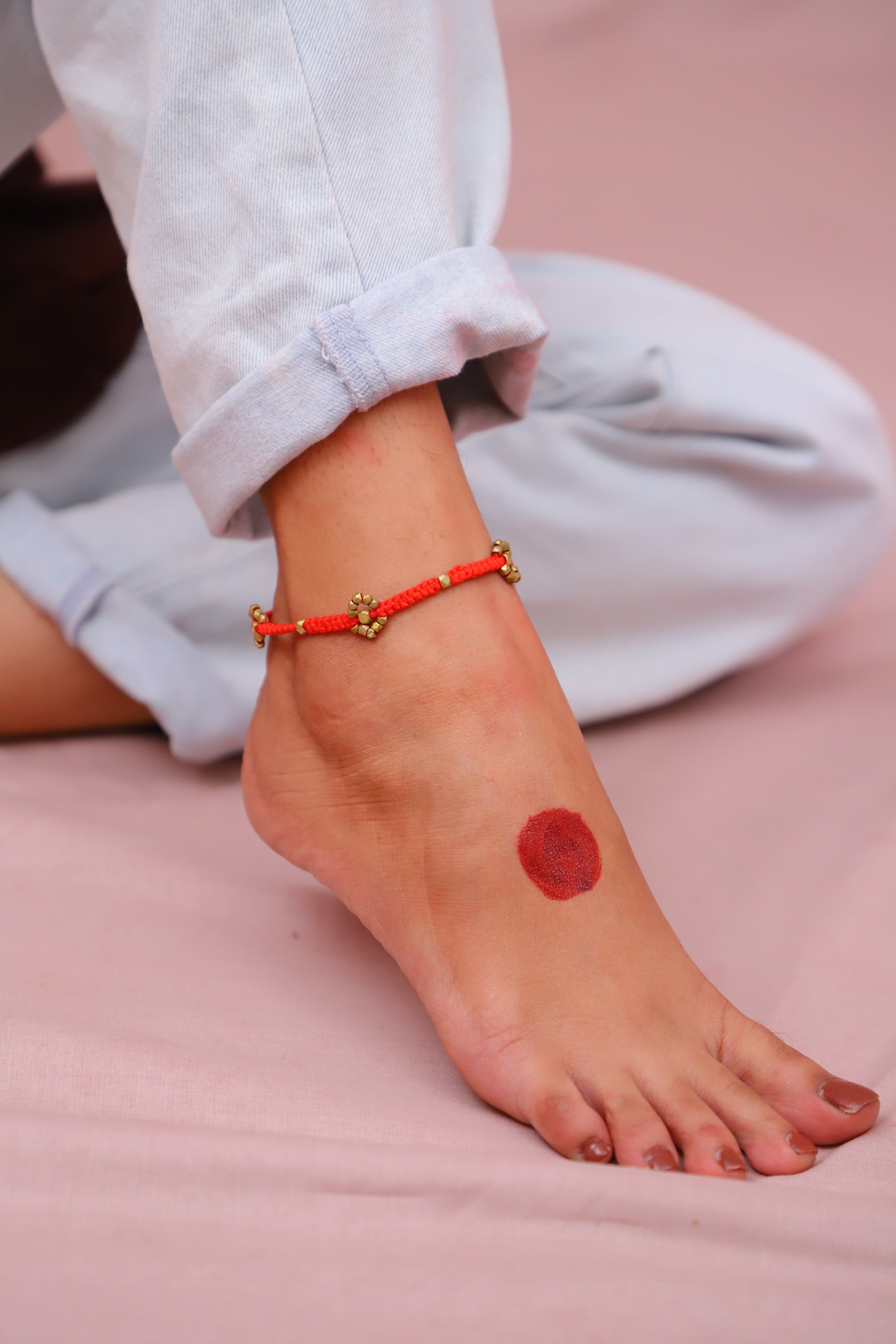 Dhokra Brass Circular Design Anklets – House Of Vaarasa